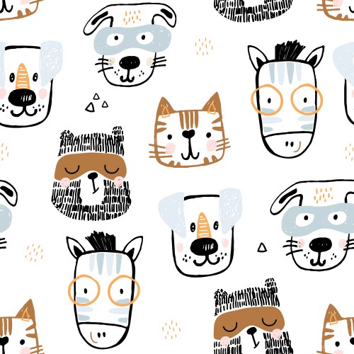 Seamless childish pattern with cute animals Vector Image
