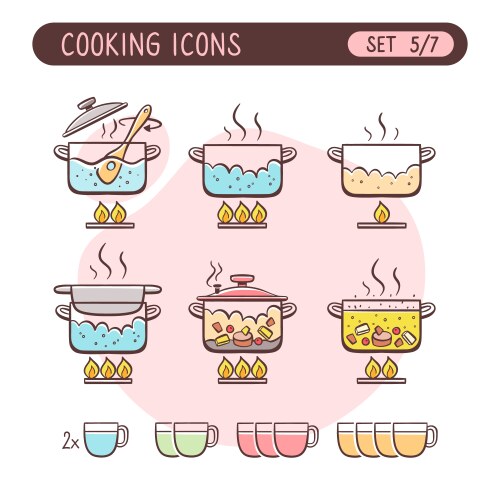 Noodle icon set Royalty Free Vector Image - VectorStock