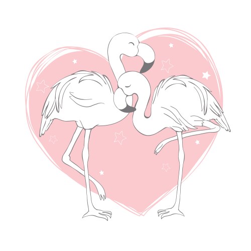 Cartoon flamingo on a blue background Royalty Free Vector