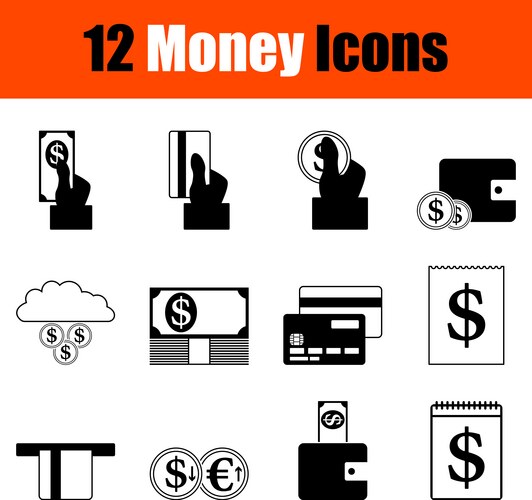 Money icon set Royalty Free Vector Image - VectorStock