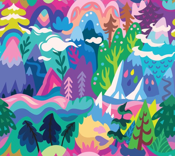 Abstract trees forest foliage colorful seamless Vector Image