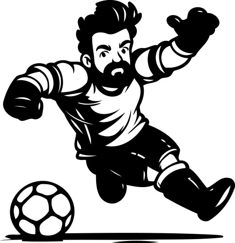 Cartoon soccer player running and kicking Vector Image
