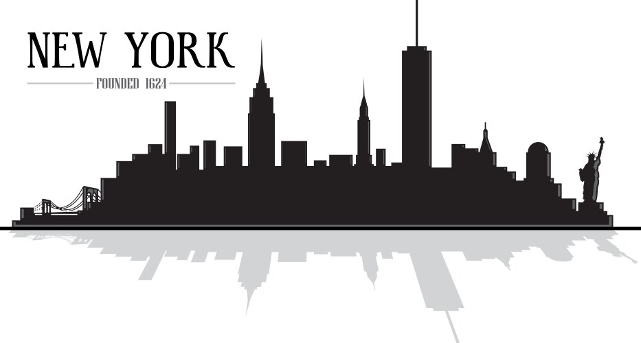 New York City Skyline Silhouette Vector Image Vector Images (over 2,900)