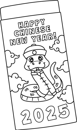 Year of the snake 2025 coloring page for kids Vector Image