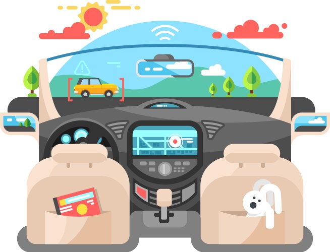 Cartoon spaceman in spaceship cockpit Royalty Free Vector