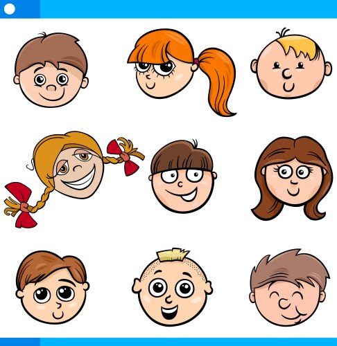 Colorful doodle faces set Royalty Free Vector Image