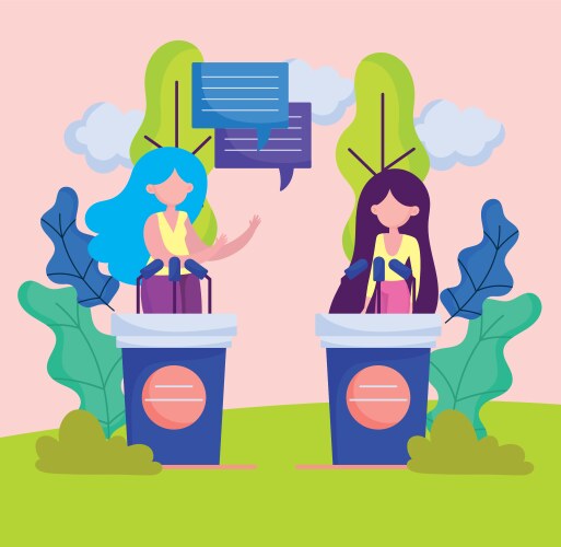 Male female politician characters debate Vector Image