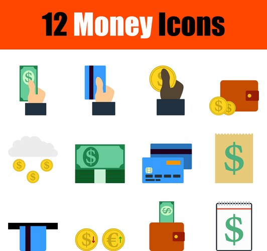 Money icon set Royalty Free Vector Image - VectorStock