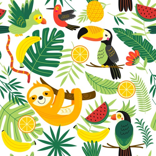 Seamless woodland pattern with decorative animals Vector Image