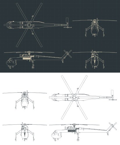 Helicopter Blueprint Vector Images (over 260)