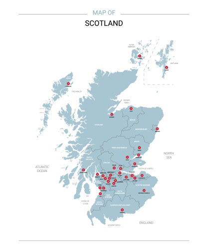 Map scotland with districts Royalty Free Vector Image