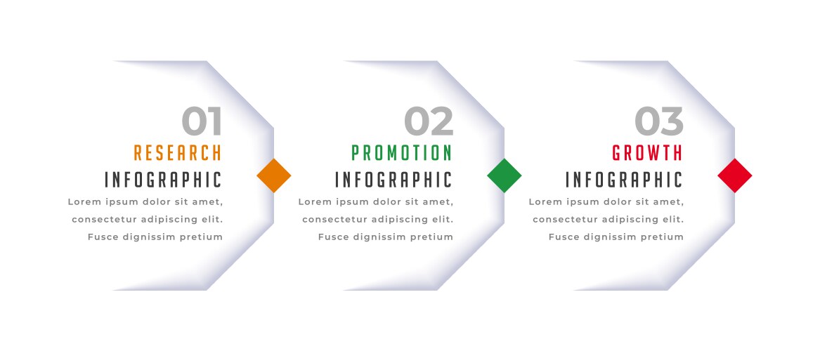 Three step infographic timeline banner Royalty Free Vector
