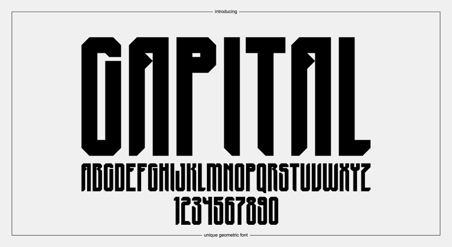 Bold and massive heavy geometric font for logo Vector Image