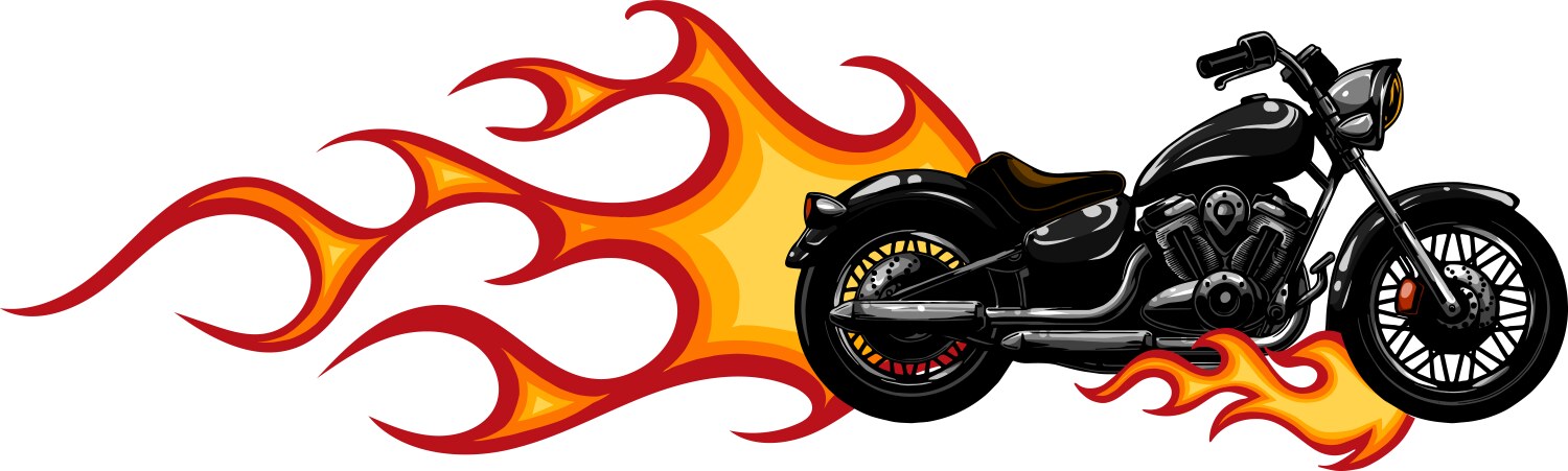 Motorcycle flame decal cartoon Royalty Free Vector Image