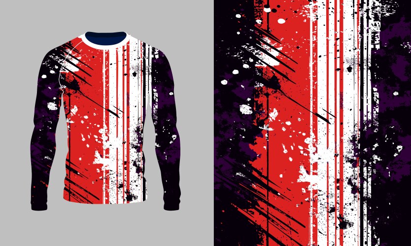 Long sleeve jersey red blue black grunge texture Vector Image