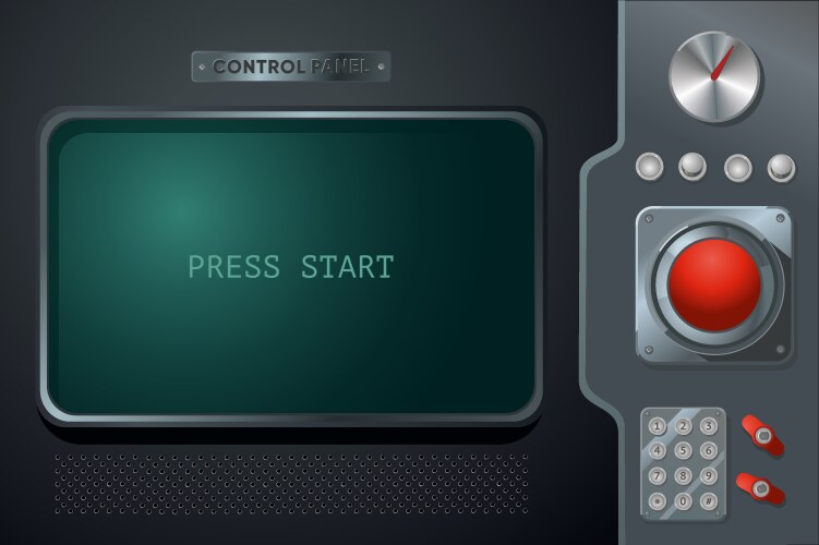 Realistic black plastic panel media audio player Vector Image