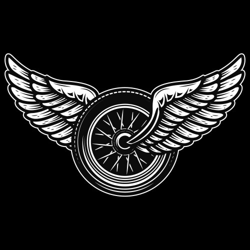 Winged motorcycle wheel template Royalty Free Vector Image