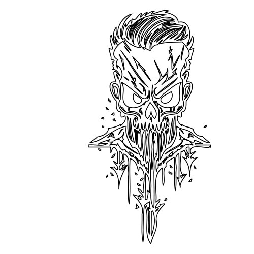 Zombie scary outline sketch Royalty Free Vector Image
