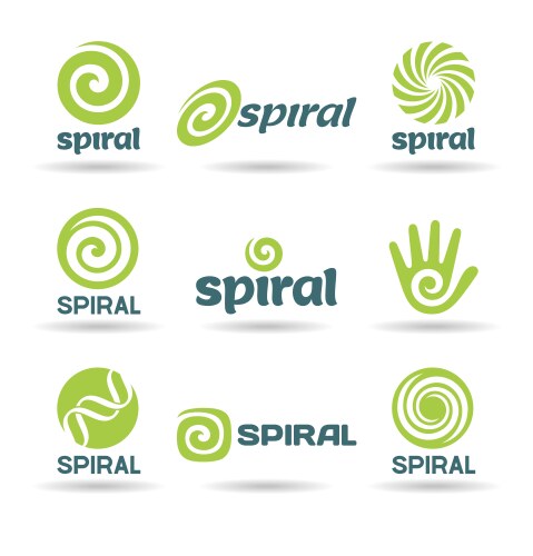 Spiral and swirl logos set Royalty Free Vector Image