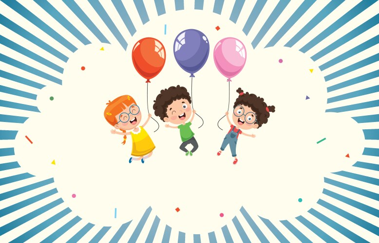 Children with balloon Royalty Free Vector Image