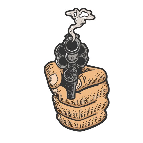 Smoking Revolver Sketch Royalty Free Vector Image