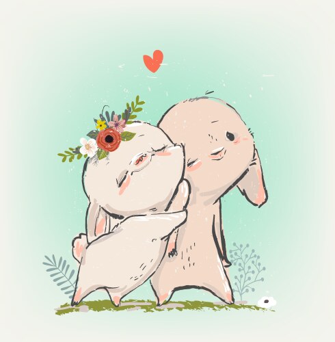 6 cute cartoon hares Royalty Free Vector Image