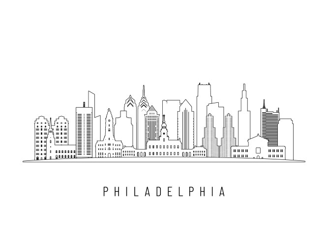Detailed philadelphia skyline Royalty Free Vector Image