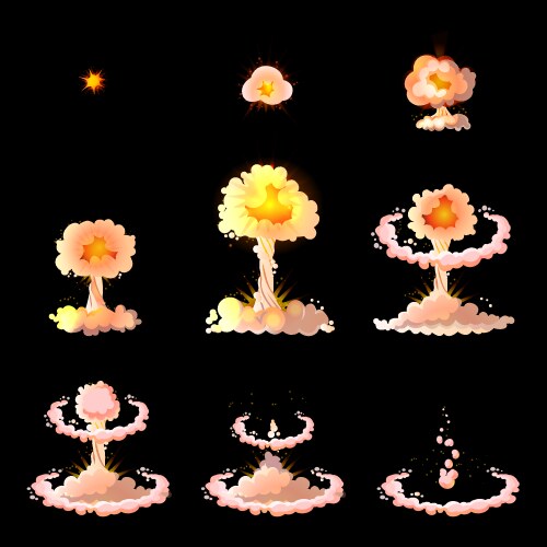 Animation explosion Royalty Free Vector Image - VectorStock