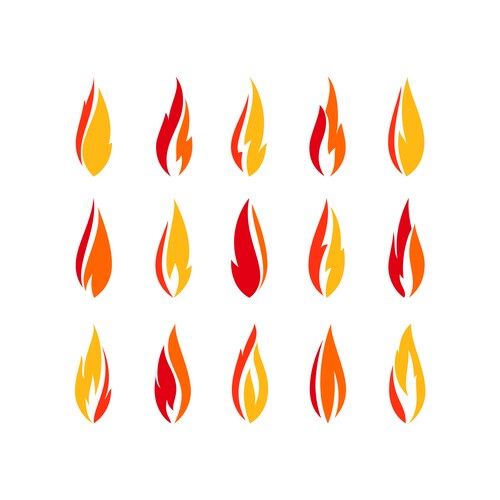 Y2k fire flame stickers set Royalty Free Vector Image