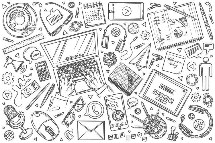 Hand drawn education set doodle background Vector Image