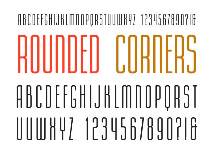 Sanserif font with rounded corners Royalty Free Vector Image