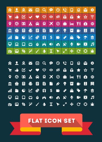 Universal flat icon set Royalty Free Vector Image
