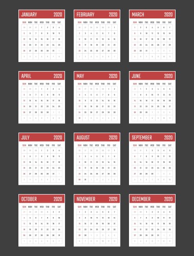 Colorful calendar for 2022 starts sunday Vector Image
