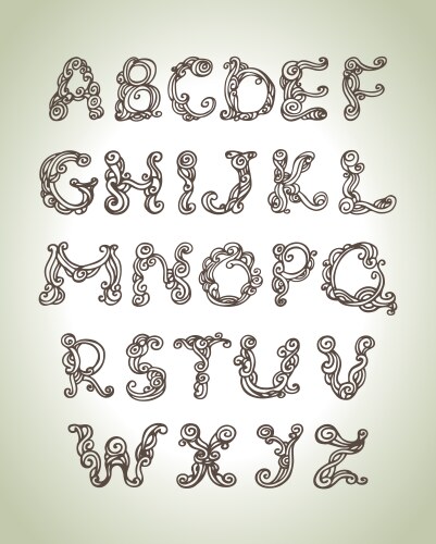 Swirly alphabet Royalty Free Vector Image - VectorStock