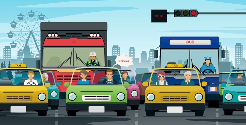 Traffic city Royalty Free Vector Image - VectorStock