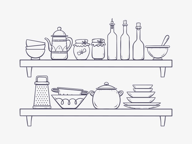 Hand draw of kitchen equipment doodles Royalty Free Vector