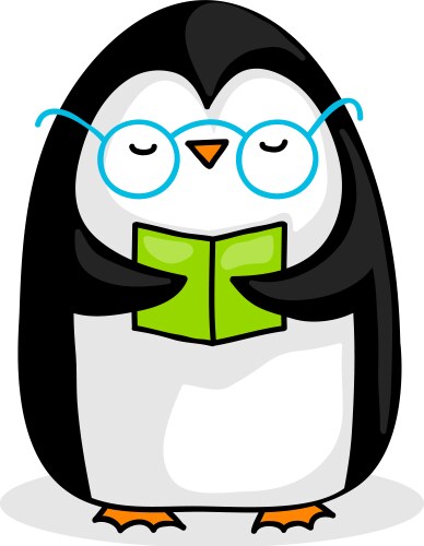 Penguin Reading Vector Images (over 240)