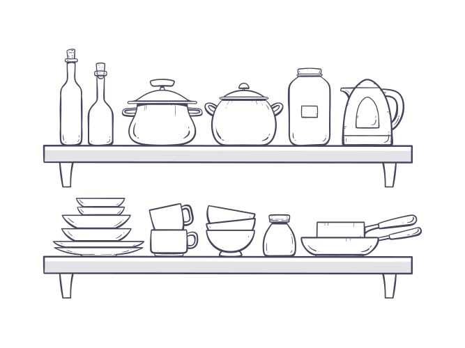 Hand draw of kitchen equipment doodles Royalty Free Vector