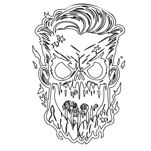 Zombie scary outline sketch Royalty Free Vector Image