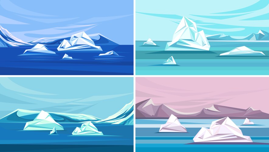 Cartoon winter landscape with iceberg and ice Vector Image