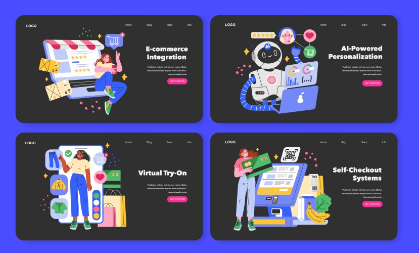 Retail tech flat Royalty Free Vector Image - VectorStock