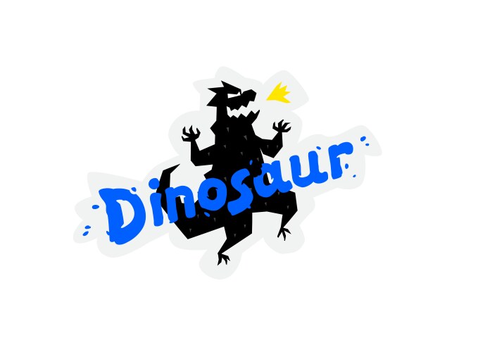 Dinosaur raptor reptile flat plain logo icon Vector Image