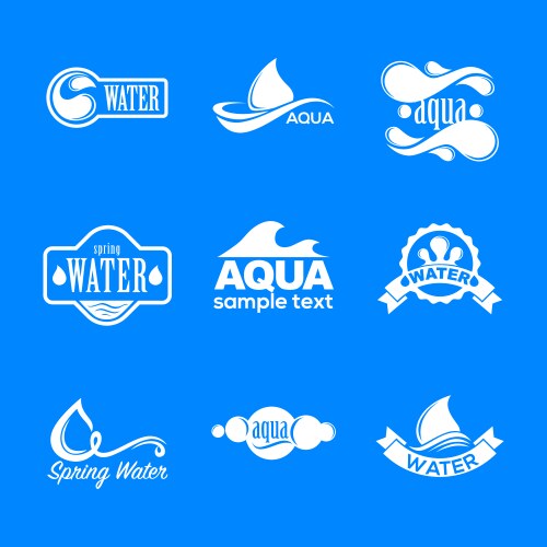 Blue logos set label for mineral water aqua Vector Image