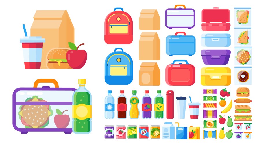 Lunch box with food banner Royalty Free Vector Image