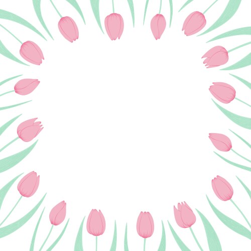 Tulip flowers frame border Royalty Free Vector Image