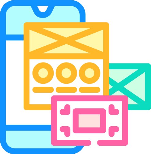 Prototype ux ui design color icon Royalty Free Vector Image