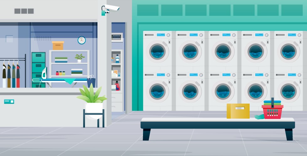 Scene in laundry shop Royalty Free Vector Image