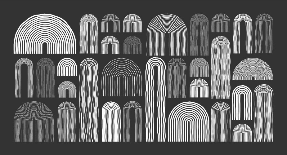 Mid century arch elements modern geometric shapes Vector Image