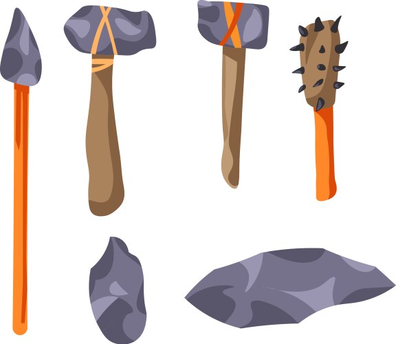 Cartoon stone age tools Royalty Free Vector Image