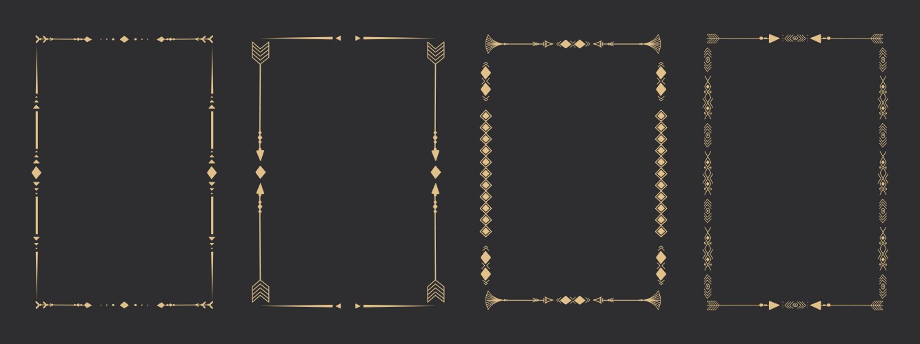 Gold frame set with tribal native indian arrow Vector Image